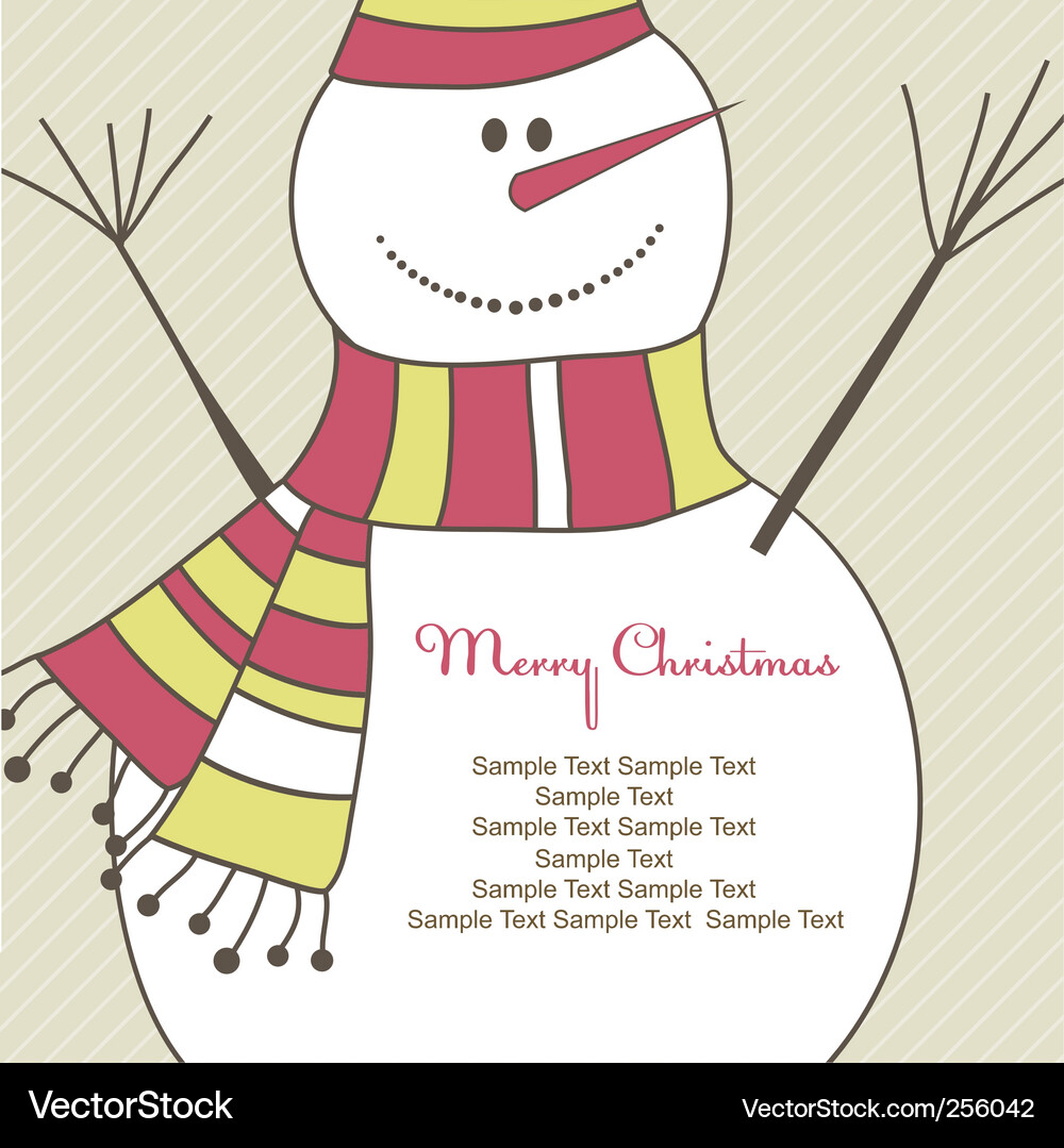 Christmas card with snowman Royalty Free Vector Image
