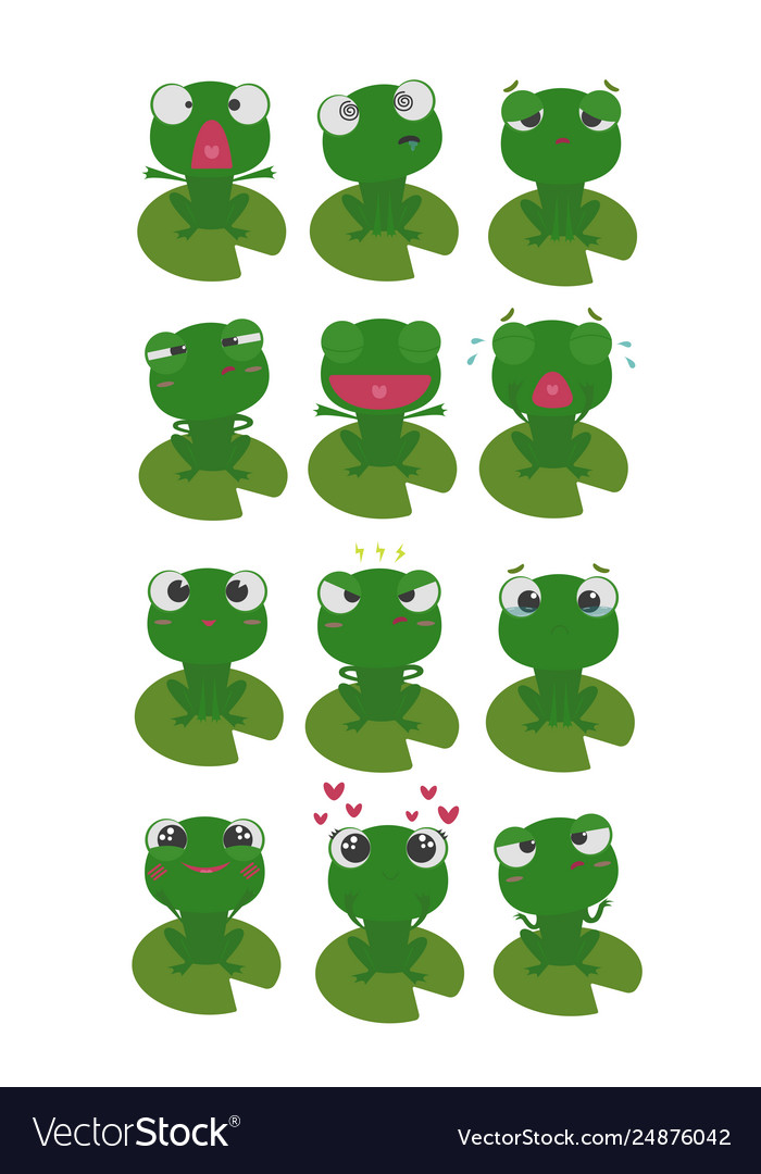 Frog character emotions Royalty Free Vector Image