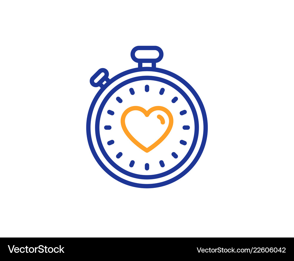 Heart in timer line icon love symbol Royalty Free Vector
