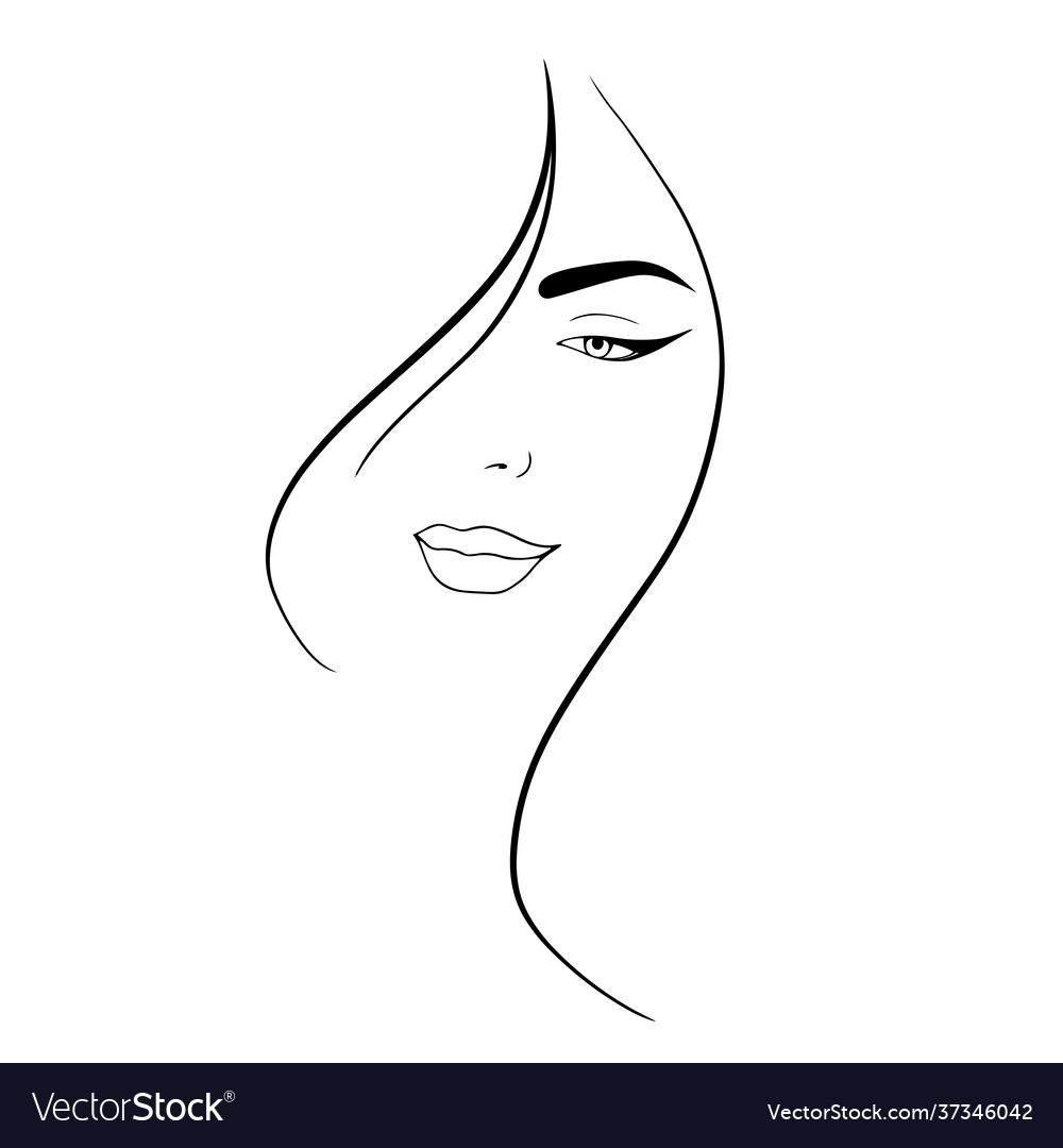 Line Art Abstract Beautiful Female Face 3 Vector Image
