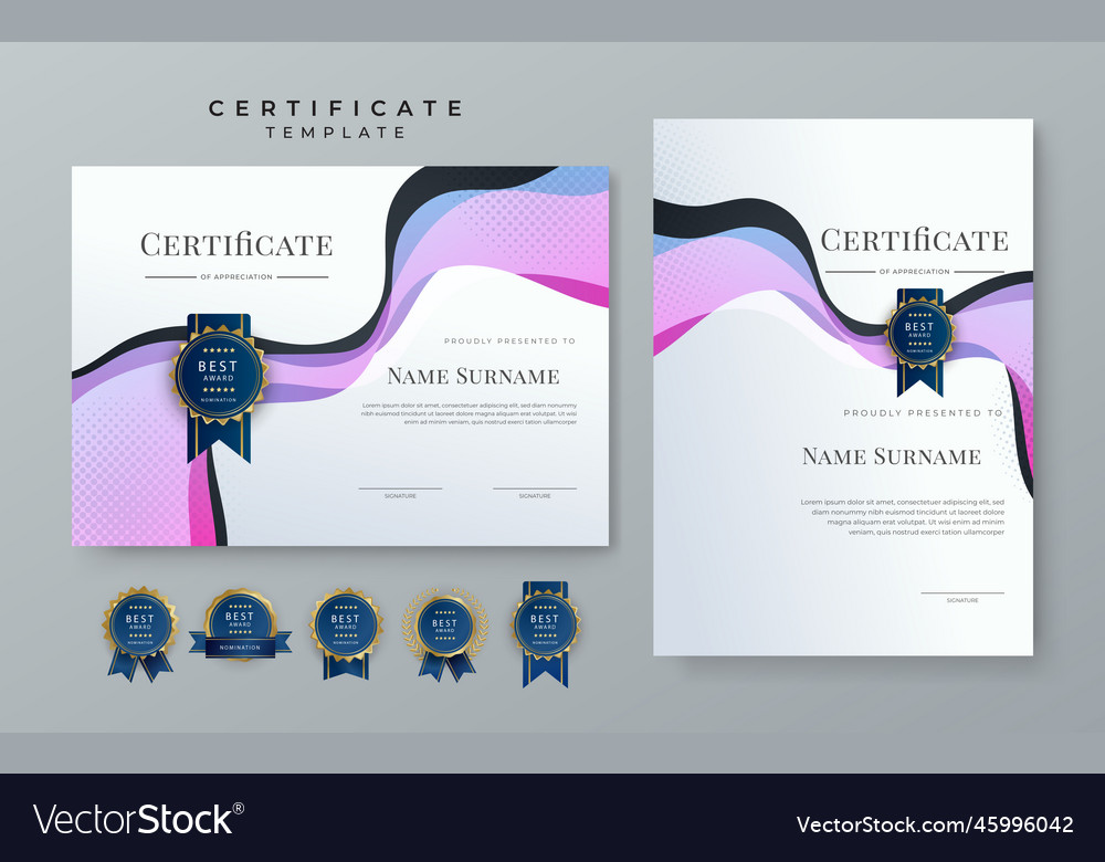Modern elegant diploma certificate template Vector Image Modern elegant diploma certificate template Vector Image
