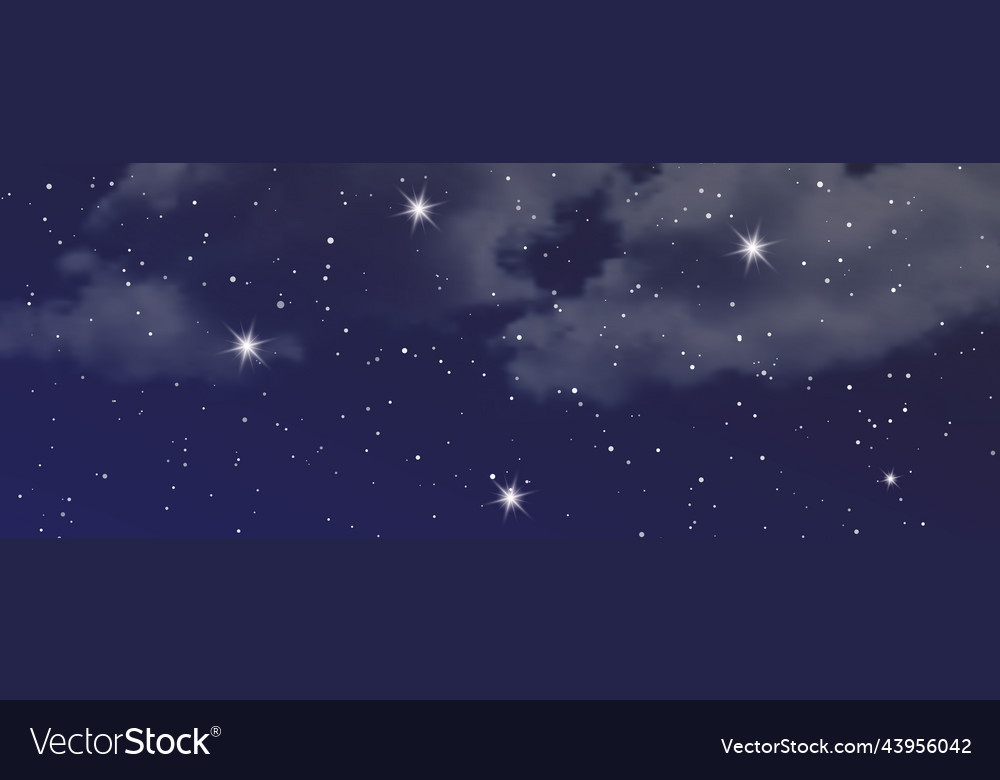 Night sky with clouds and many stars Royalty Free Vector