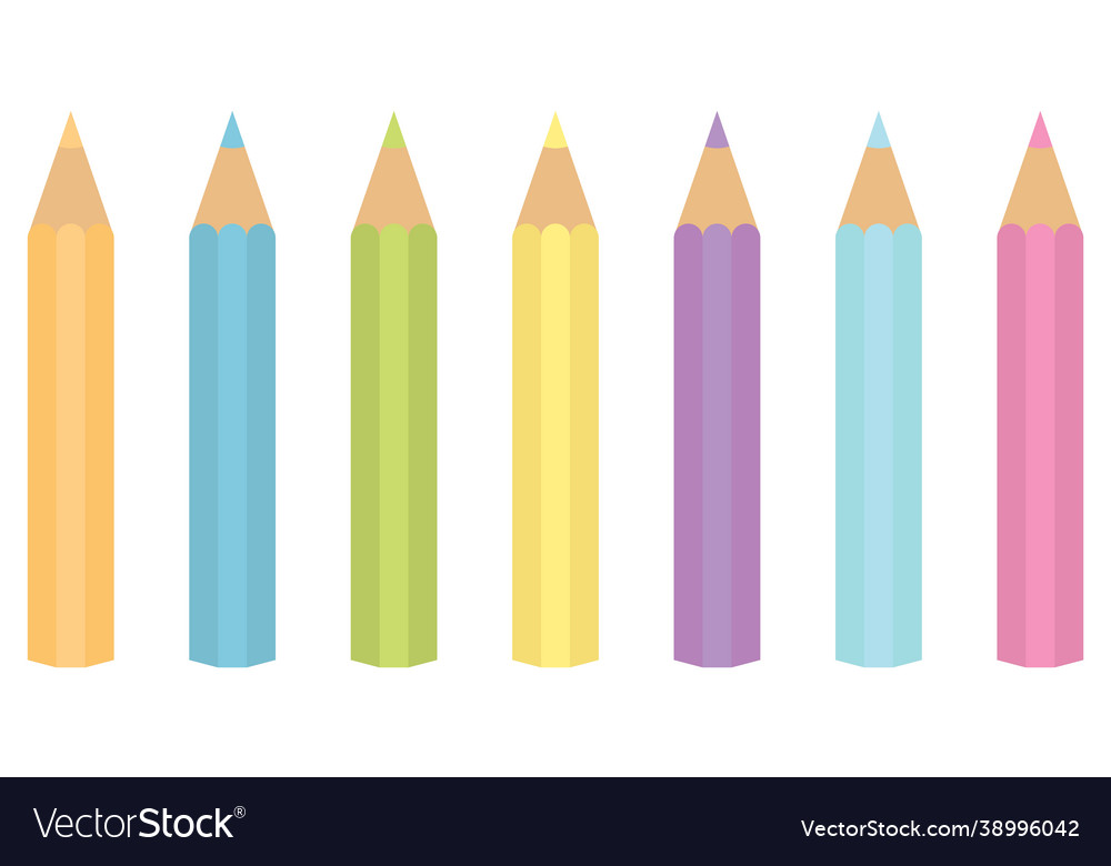 Pastel coloured pencils colourful pencils Vector Image