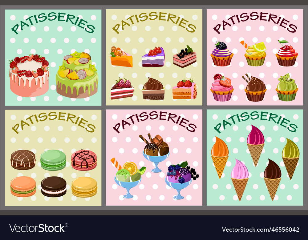 Presentation of sweet desserts Royalty Free Vector Image
