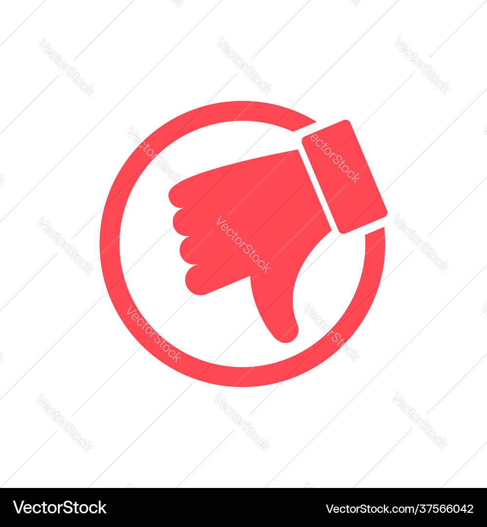 Red thumb down icon isolated on white background Vector Image