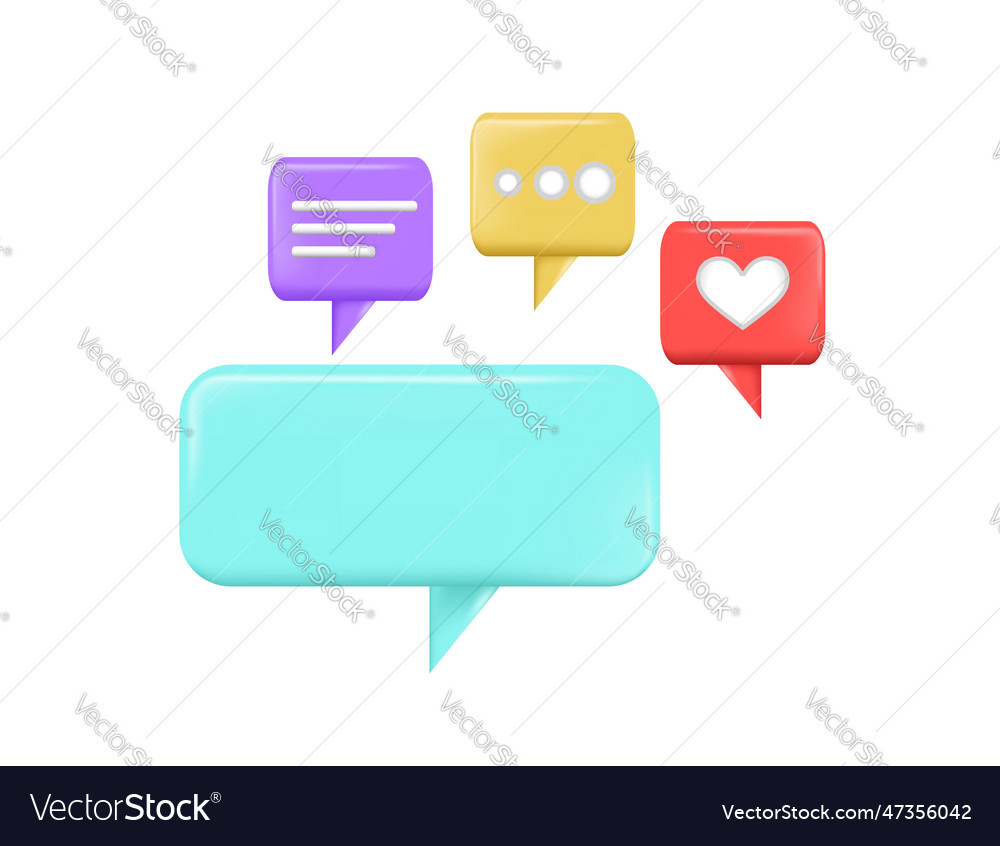 Set of 3d bubble speech chat icons notifications Vector Image