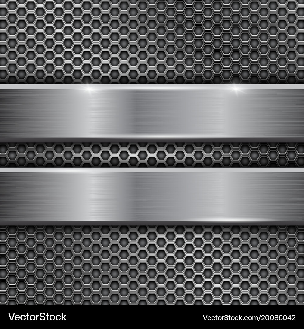 Steel long plates on perforated background Vector Image