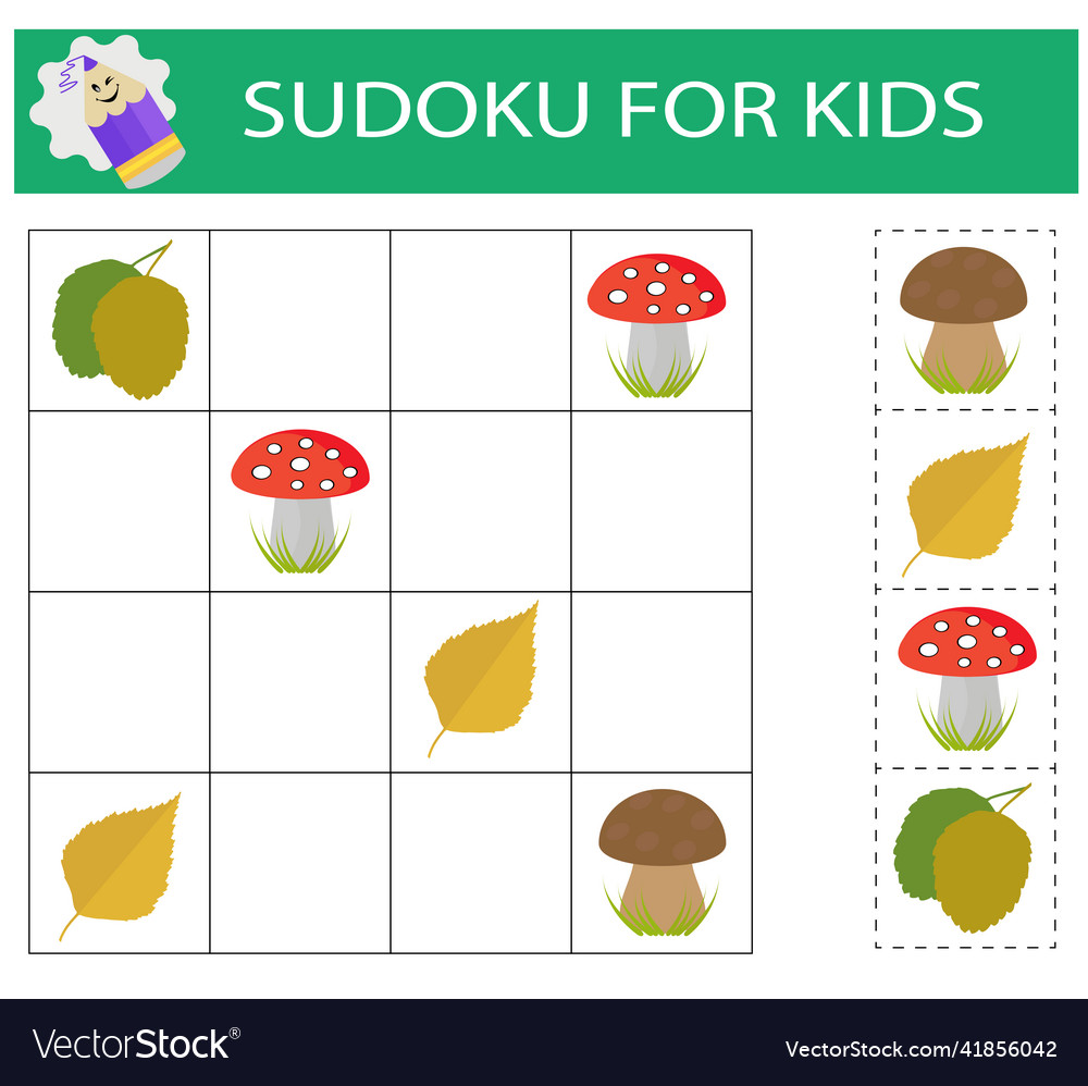 Sudoku for kids logical thinking training Vector Image