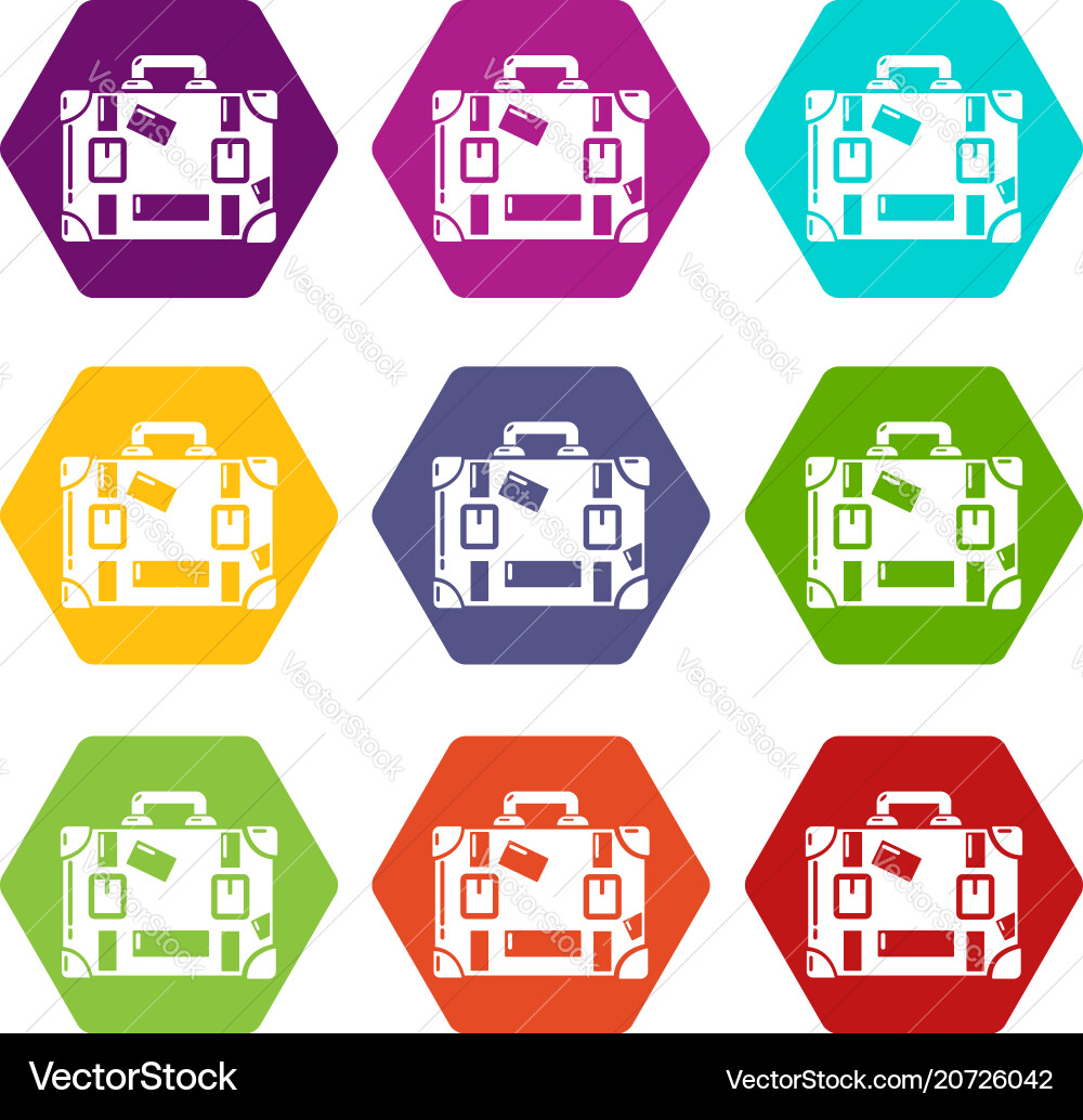 Travel suitcase icons set 9 Royalty Free Vector Image