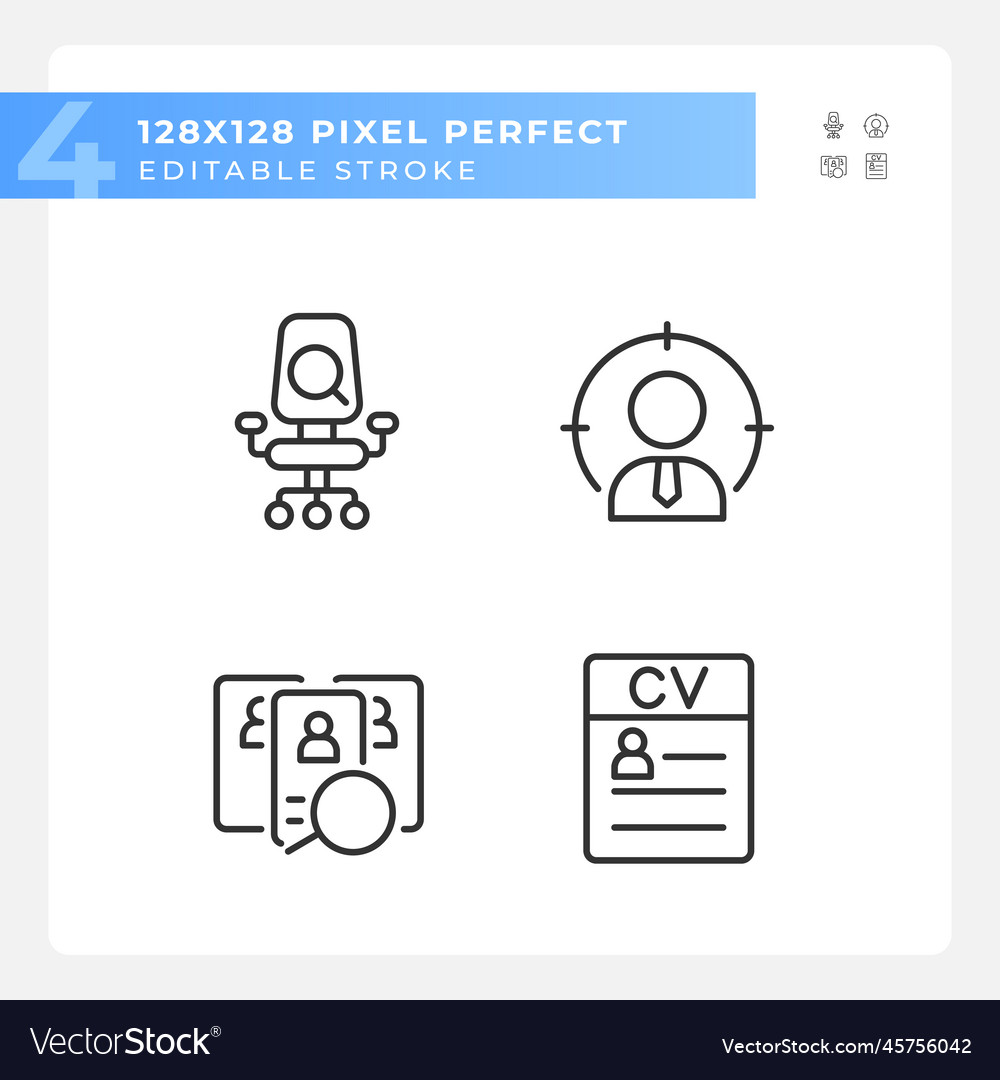 Worker Selection Process Pixel Perfect Linear Vector Image