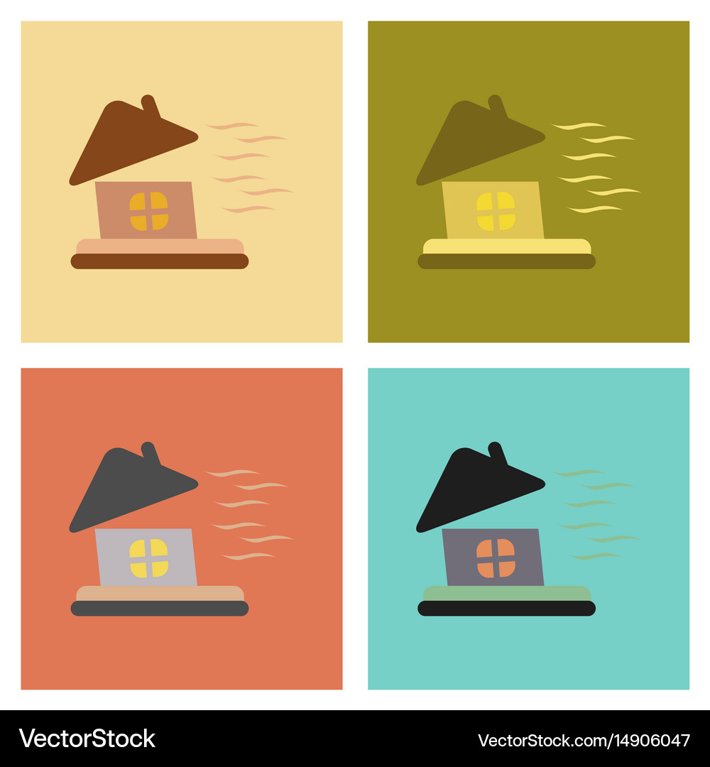 Assembly flat icons nature storm house Royalty Free Vector