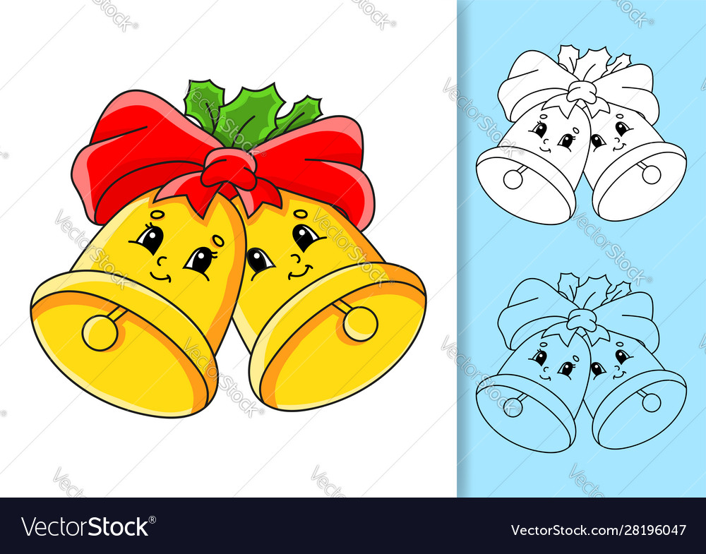 Christmas bells with holly leaves and bow set Vector Image