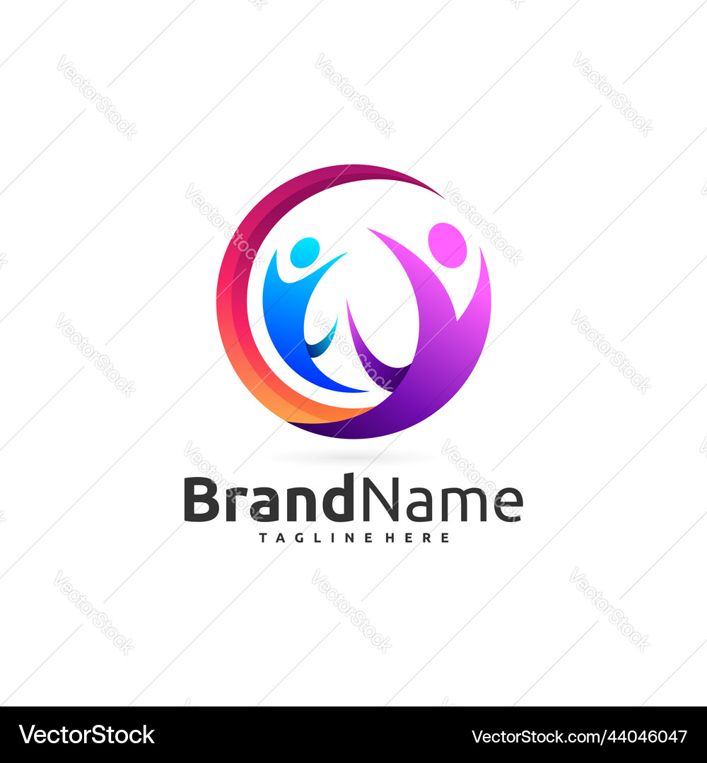 Circle happy people logo icon Royalty Free Vector Image