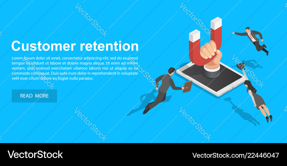 Customer retention concept banner isometric style Vector Image