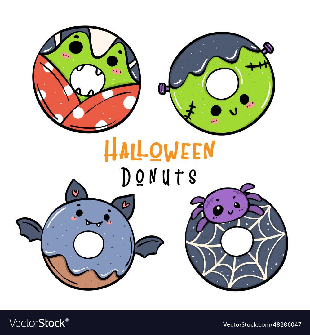 Cute colorful spooky halloween donut costume Vector Image