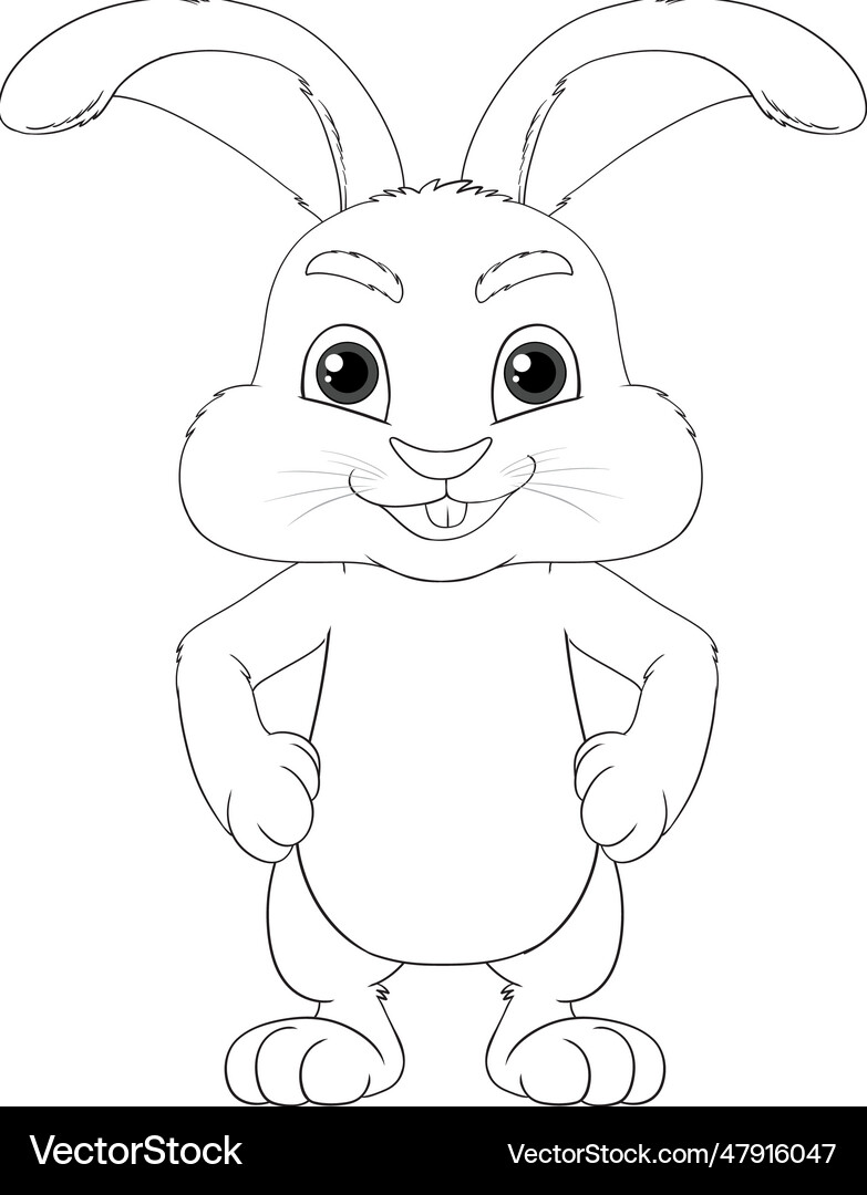Cute rabbit cartoon standing outline Royalty Free Vector