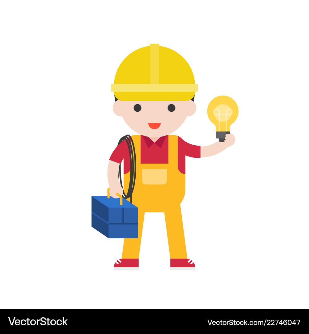 Electrician cute character professional set flat Vector Image
