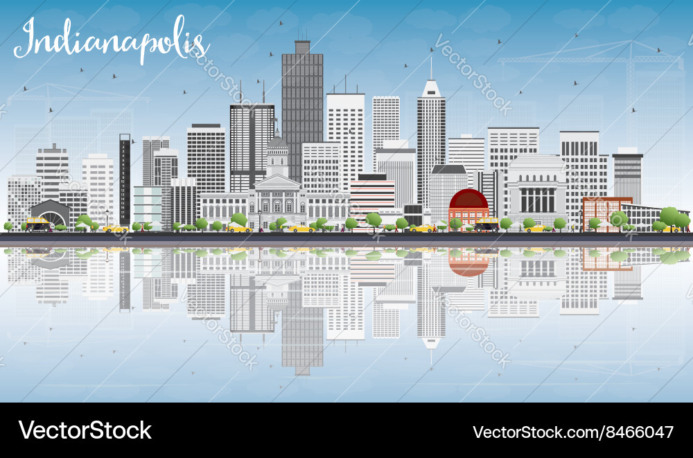Indianapolis skyline with gray buildings Vector Image