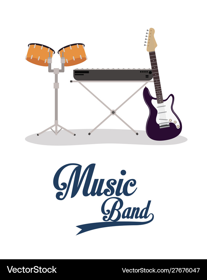 Music band set instruments icons Royalty Free Vector Image