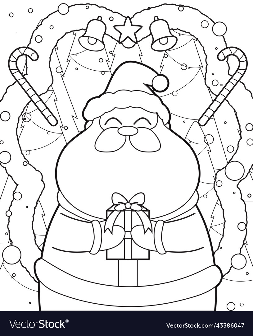 Santa claus christmas winter coloring book page Vector Image