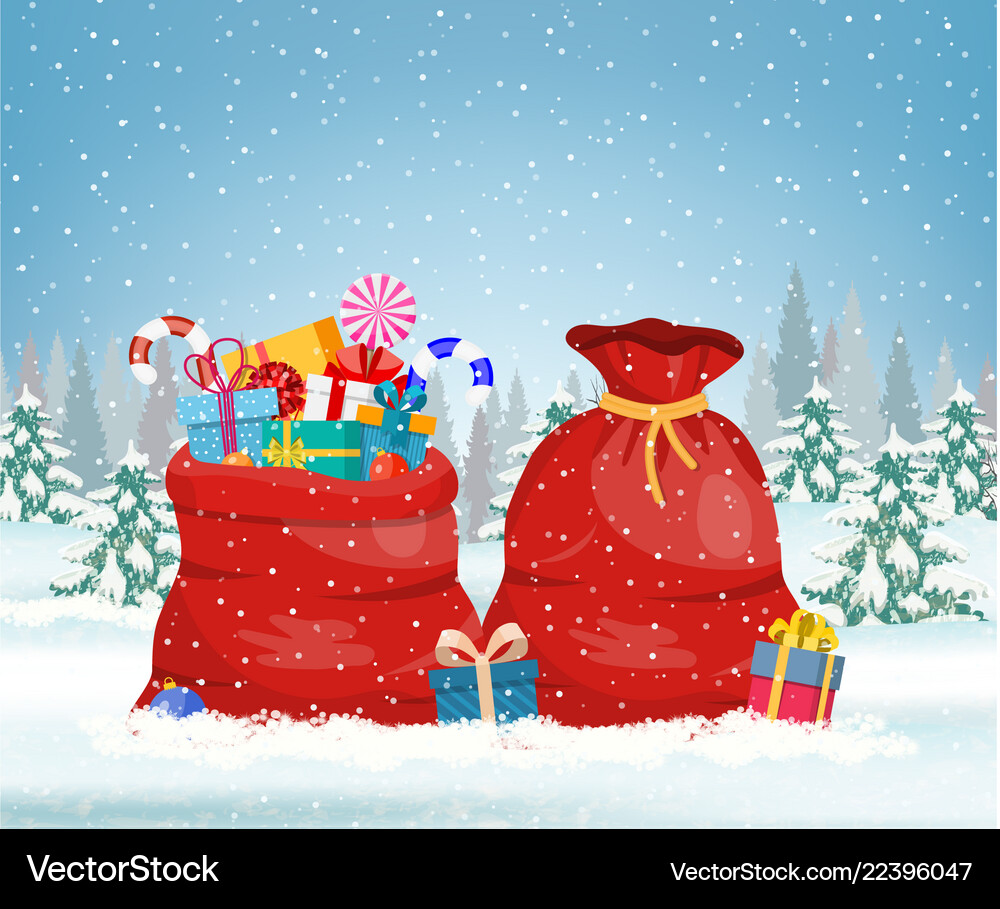 Santa claus red bag Royalty Free Vector Image - VectorStock