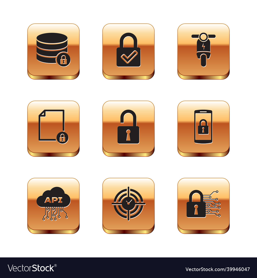 Set server security with lock cloud api interface Vector Image