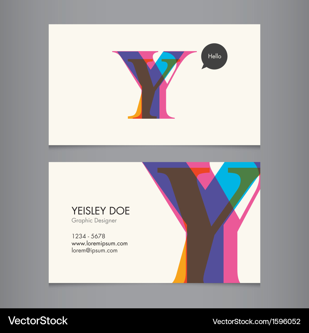 Business card template letter y Royalty Free Vector Image