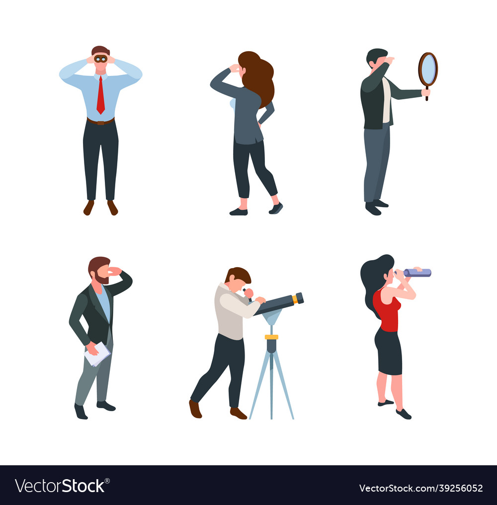 Business people watching characters view Vector Image Business people watching characters view Vector Image