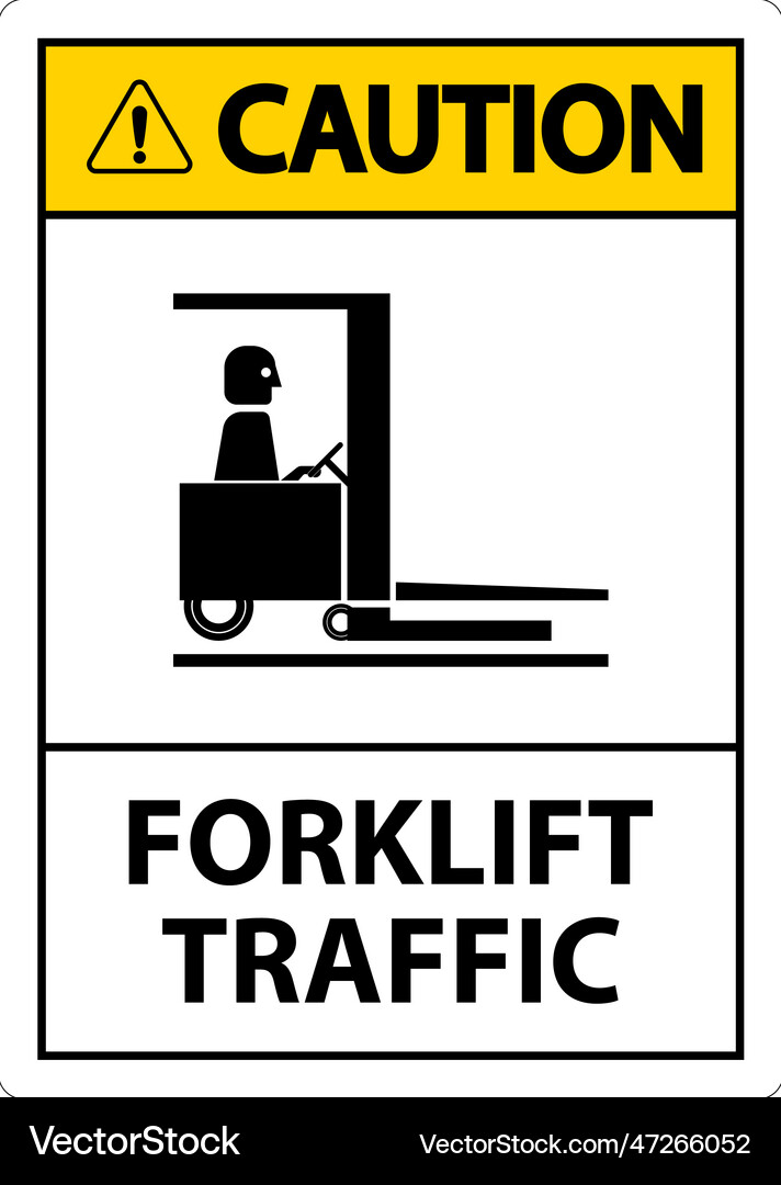 Caution forklift traffic floor sign on white Vector Image