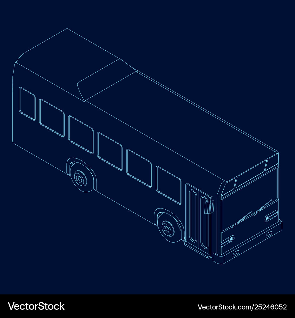 Contour Bus blau Linien auf einer dunklen Vektorbild