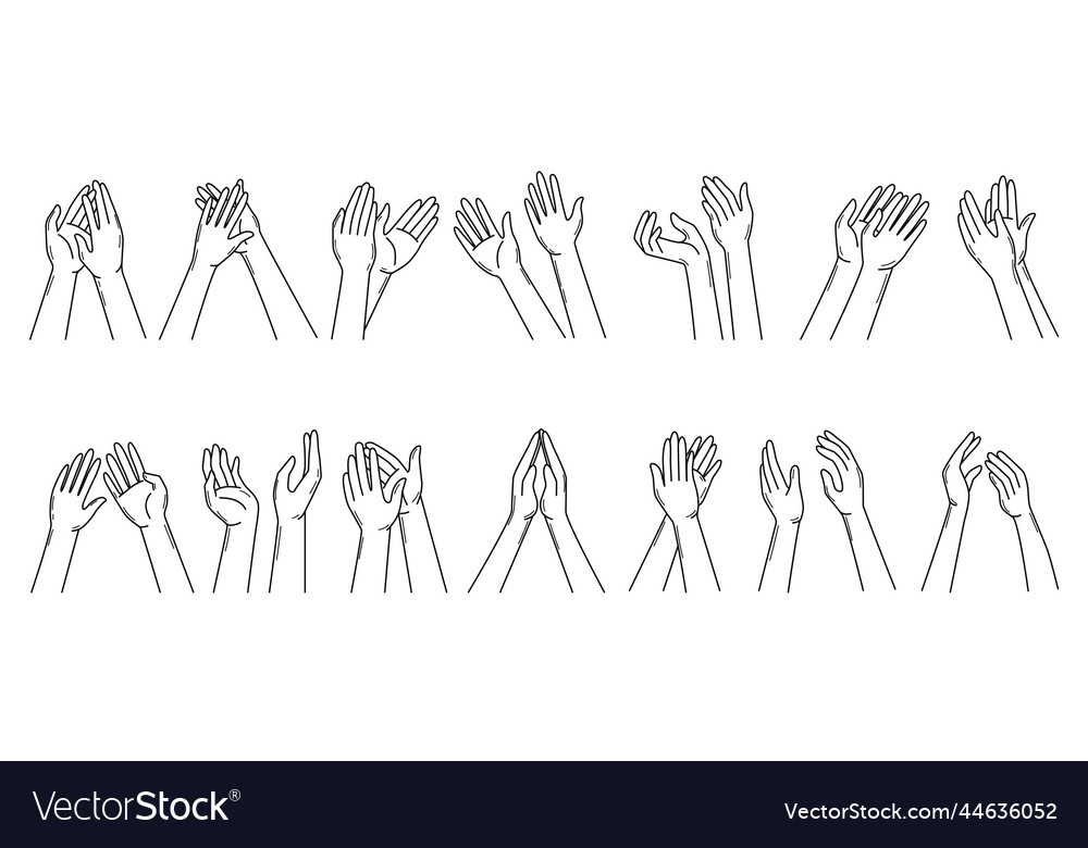 Doodle hands applause thumbs-up and clapping hand Vector Image