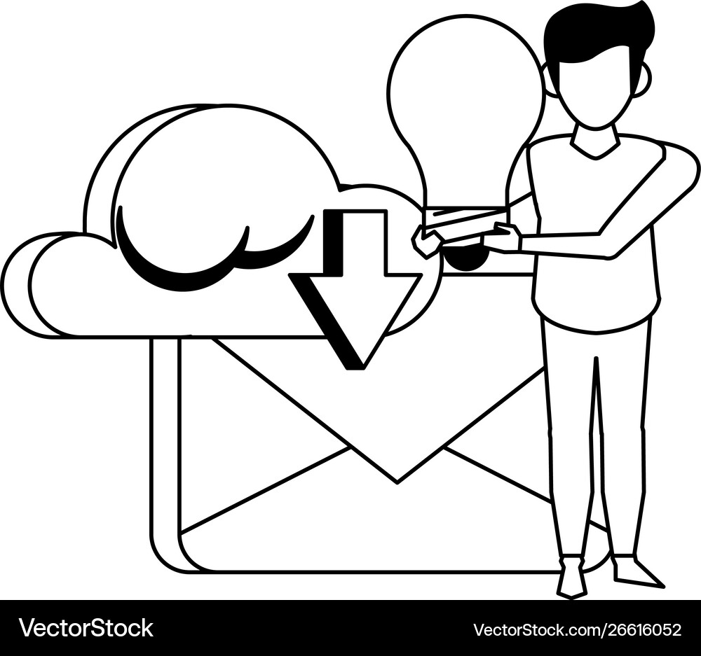 Email message digital card cartoon in black Vector Image