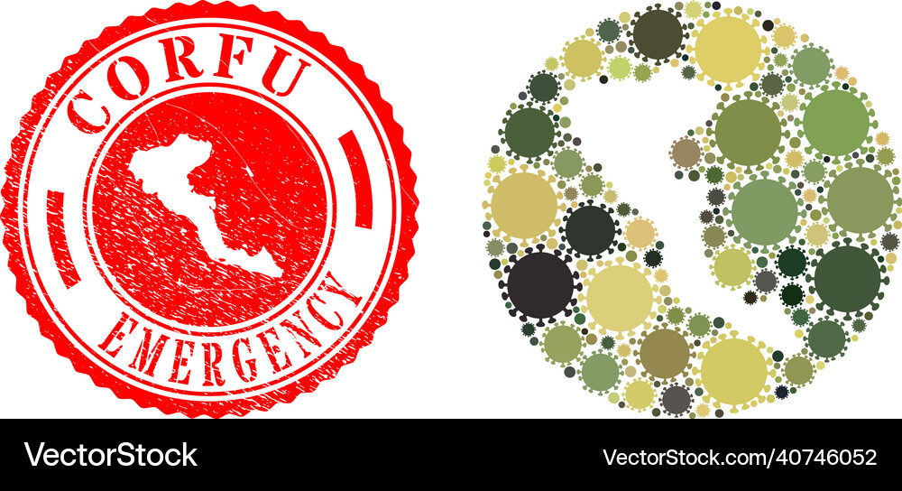 Emergency rubber stamp and flu virus mosaic Vector Image