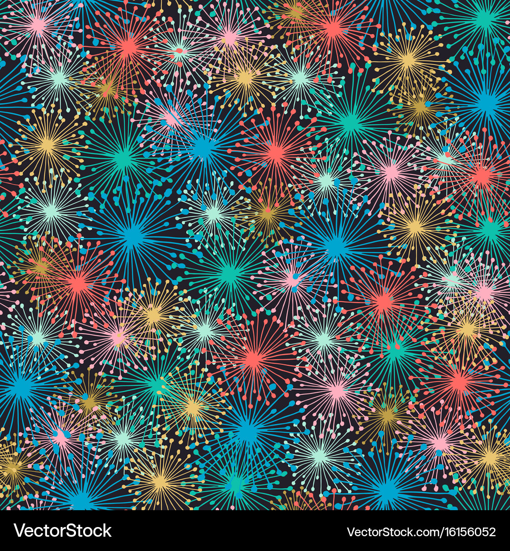 Firework background bright seamless pattern for Vector Image