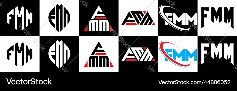 Fmm letter logo design in six style polygon Vector Image