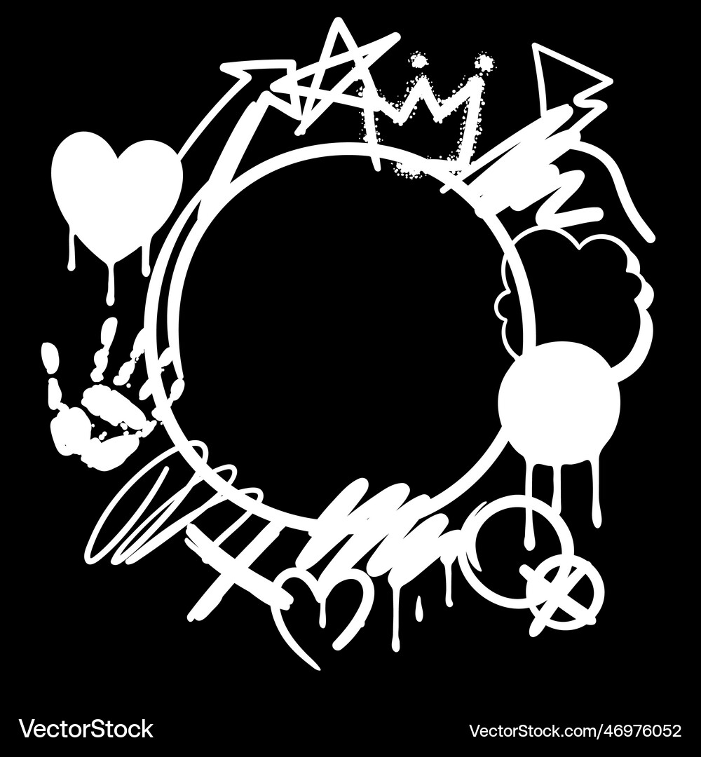 Frame with graffiti symbols cartoon abstract Vector Image