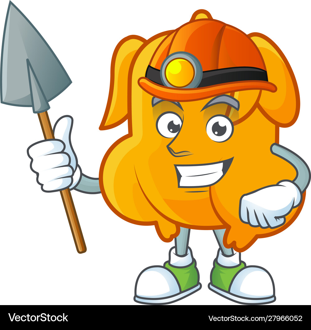 Fried chicken cartoon with character miner Vector Image