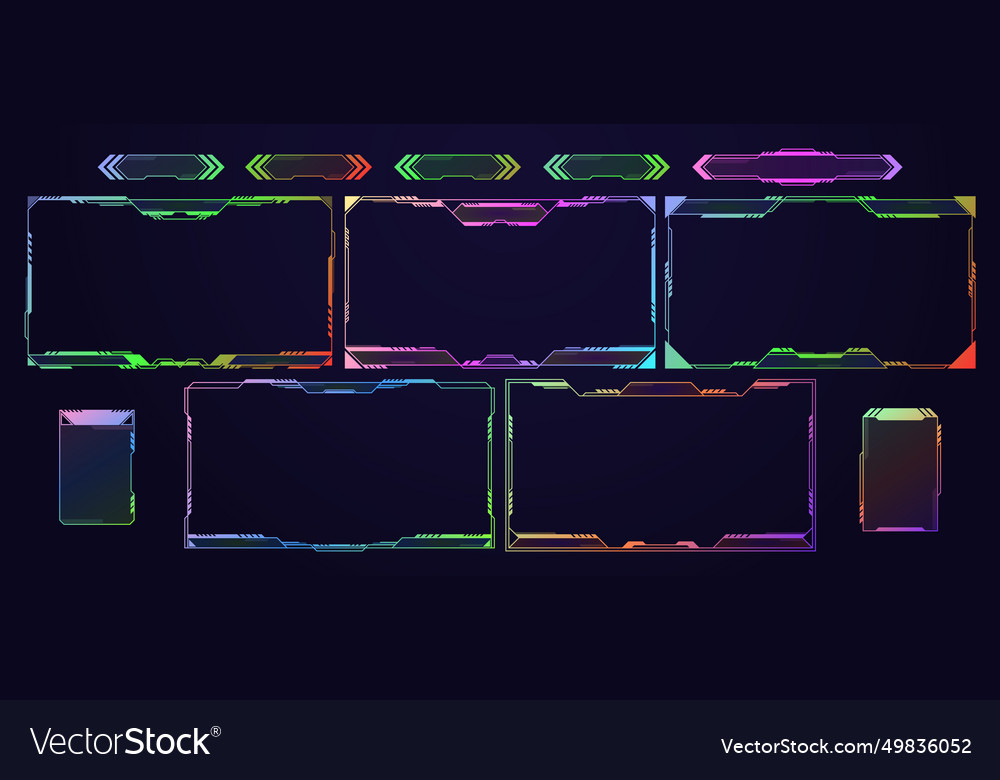 Game live stream panels empty overlay frames Vector Image
