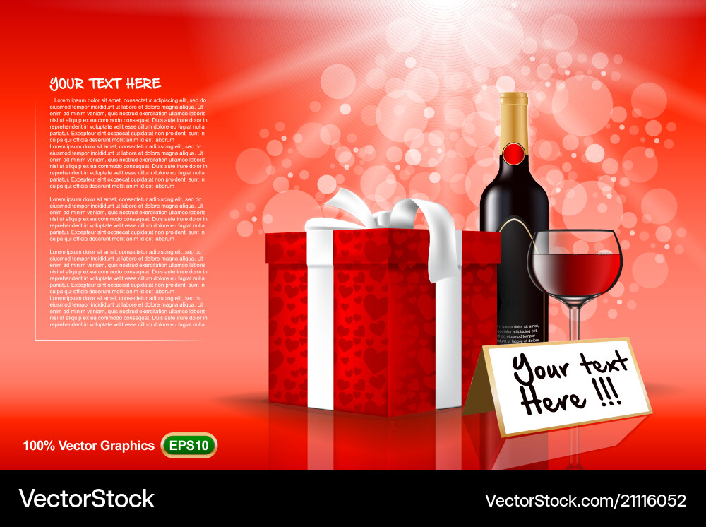 Gift set with wine and glass template Royalty Free Vector