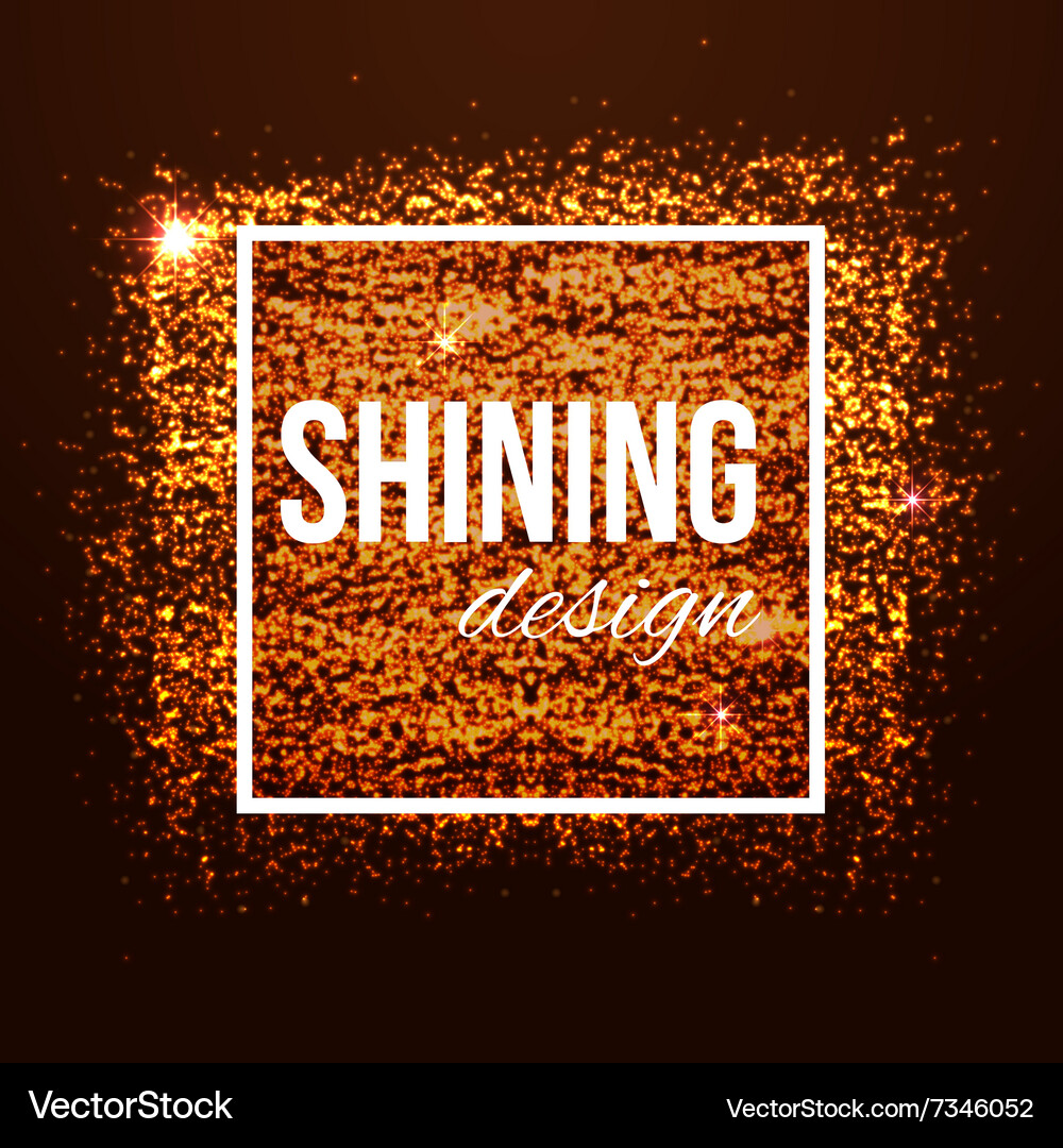 Glamour golden background with glitters and frame Vector Image