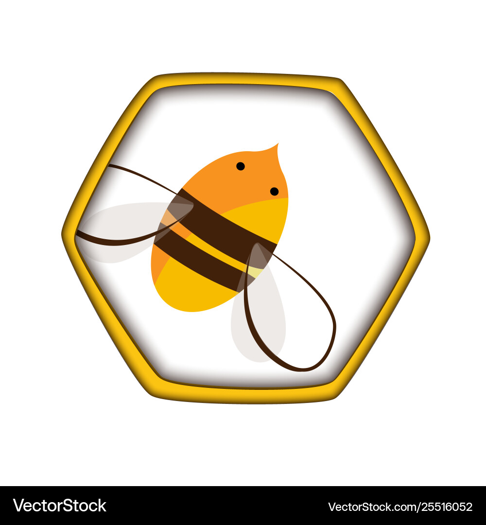 Honey comb icon with bee carving style Royalty Free Vector