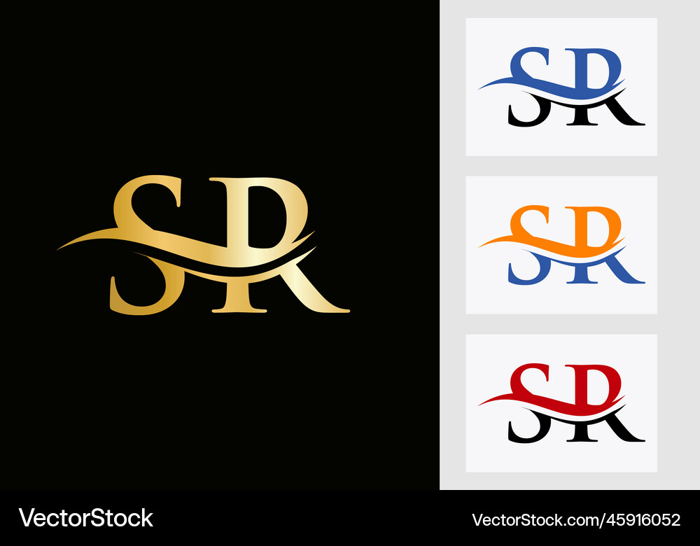 Initial monogram letter sr logo design Royalty Free Vector