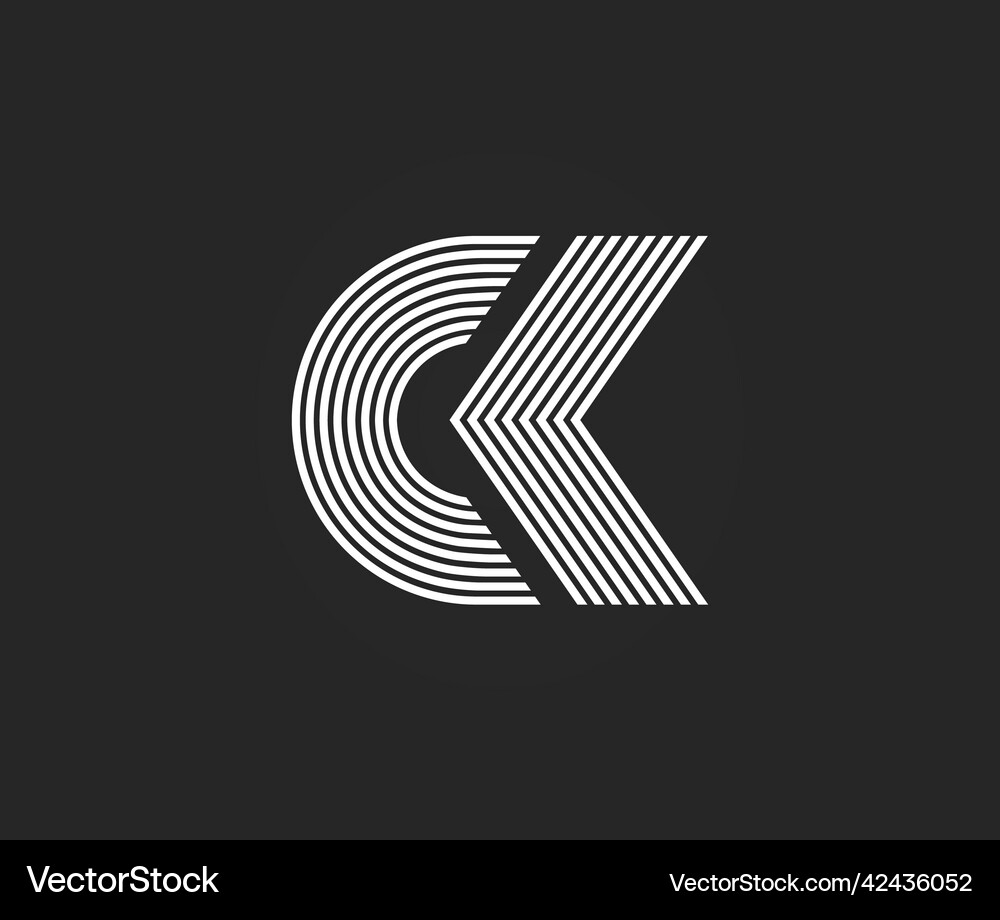 Letter ck kc or c line logo design Royalty Free Vector Image
