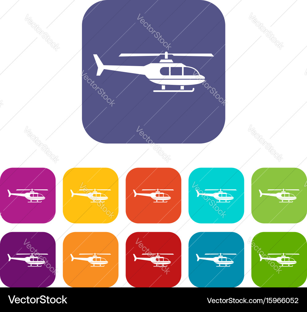 Military helicopter icons set Royalty Free Vector Image
