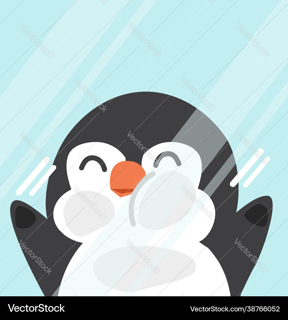 Penguin fat cartoon emotion face Royalty Free Vector Image