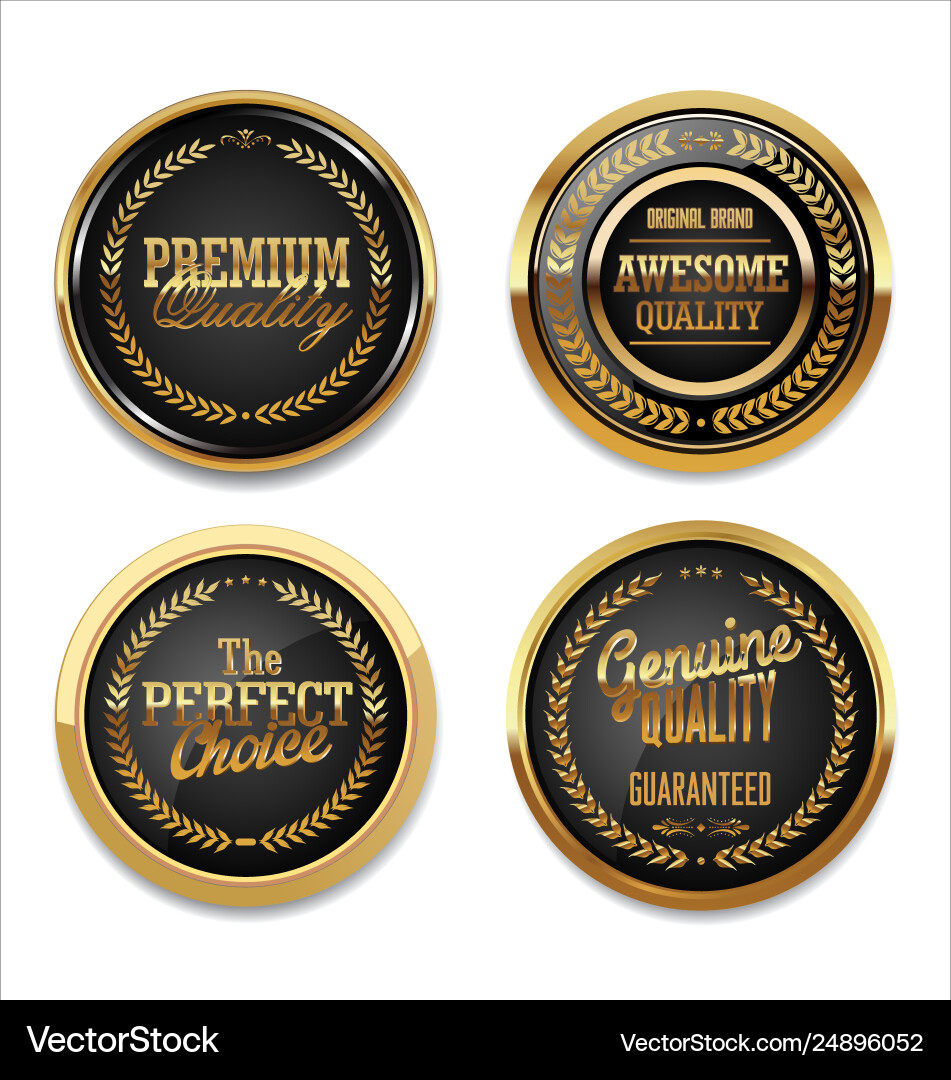 Premium quality gold and black labels Royalty Free Vector