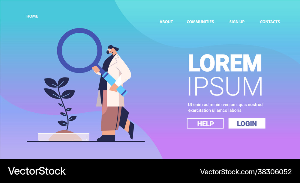 Research scientist working with magnifying glass Vector Image