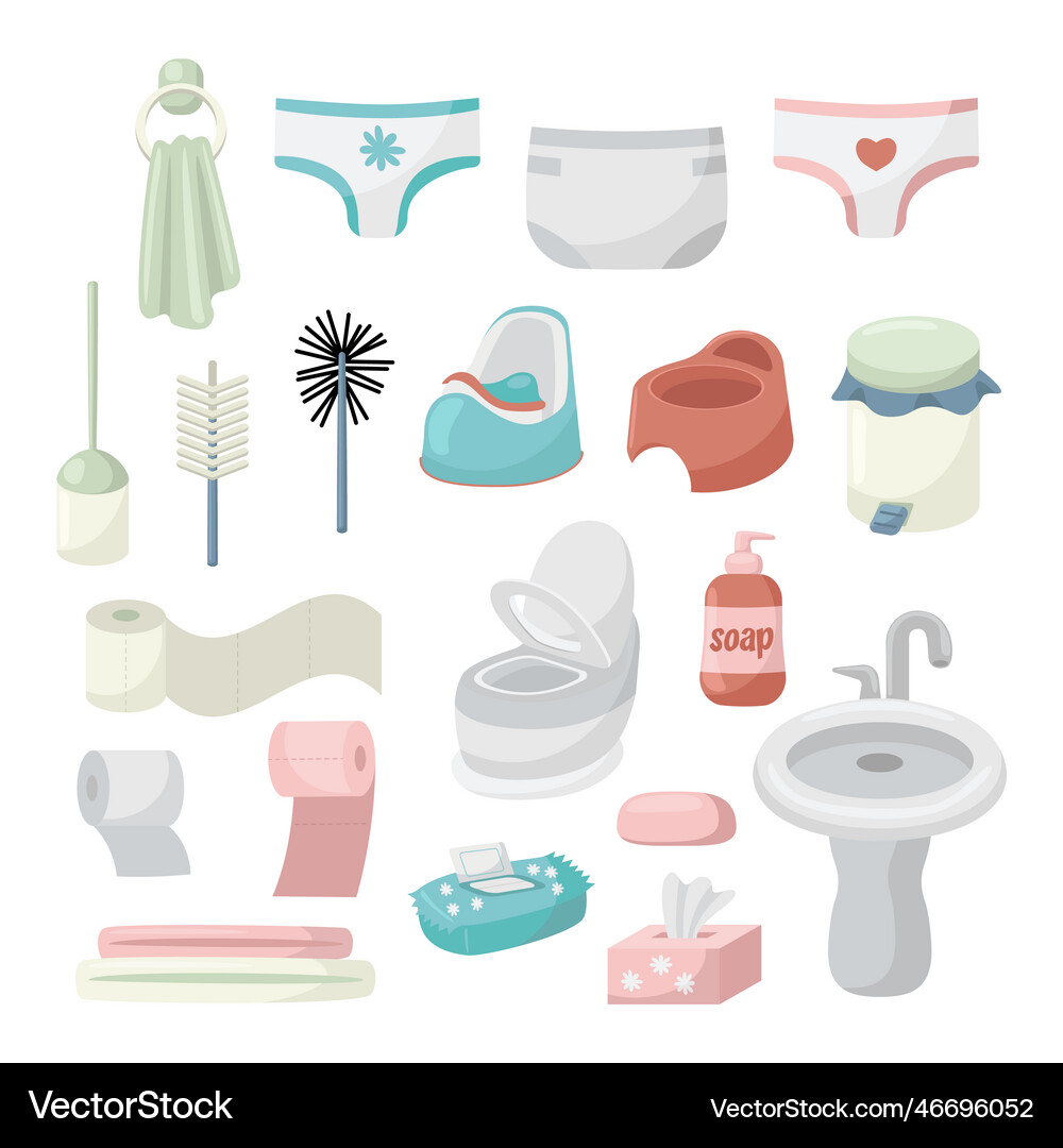 Toilet elements for children training Royalty Free Vector