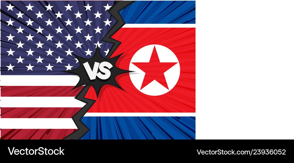 Usa versus north korea flag Royalty Free Vector Image