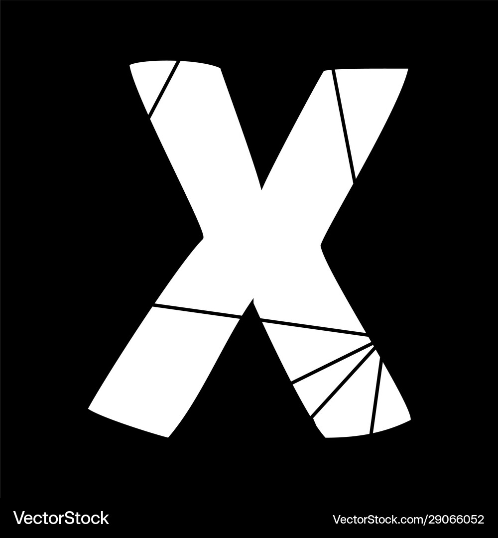 X white alphabet letter isolated on black Vector Image